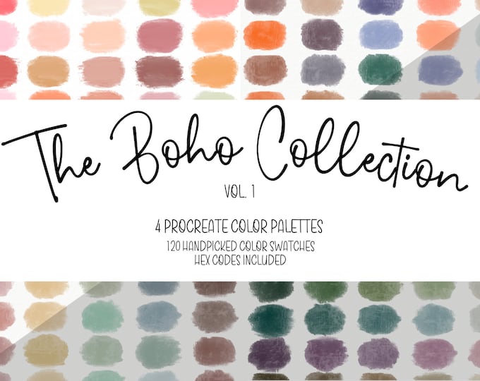 The Boho Collection | 4 Procreate Color Palettes | 120 Color Swatches ...