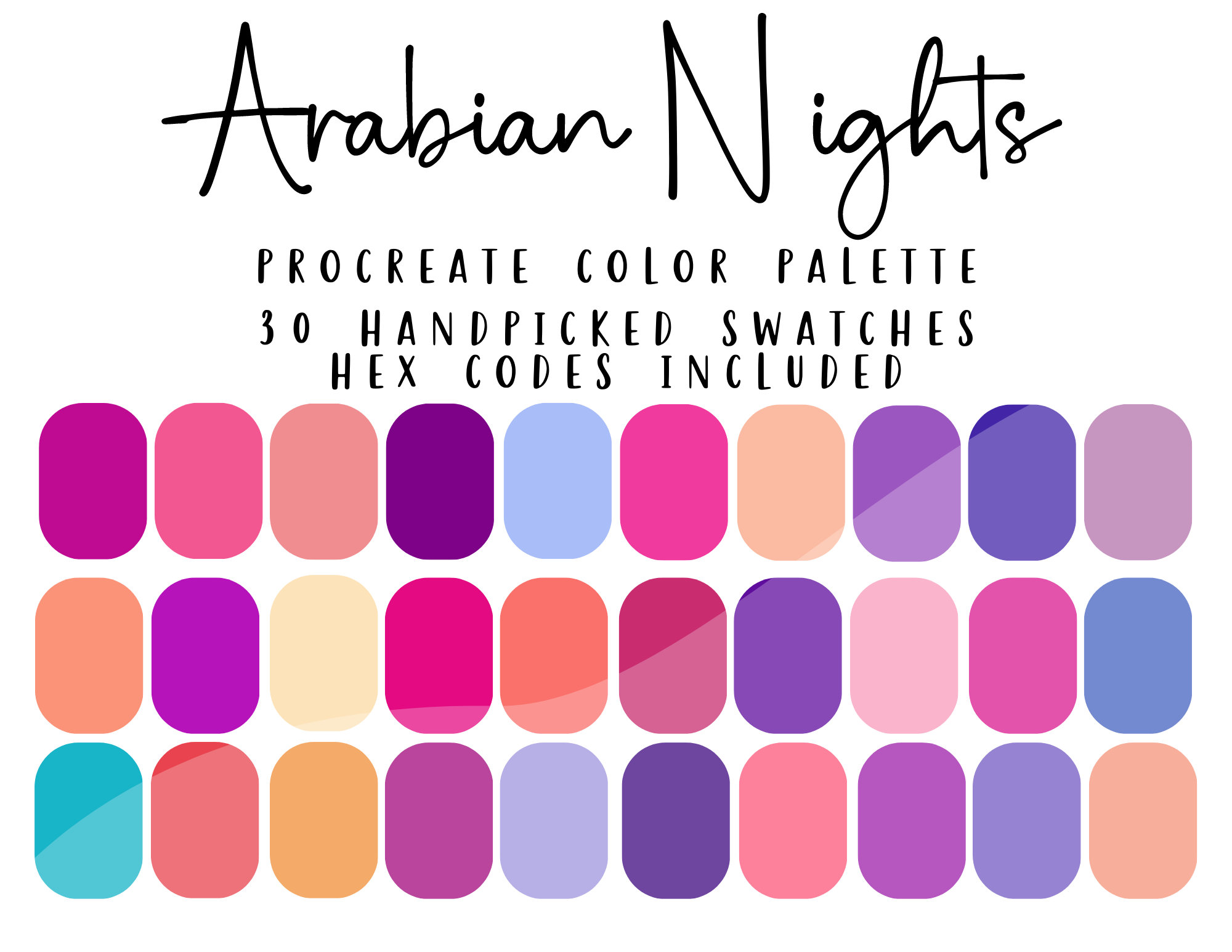 Arabian Nights Procreate Color Palette | Bright Color Palette | Canva ...