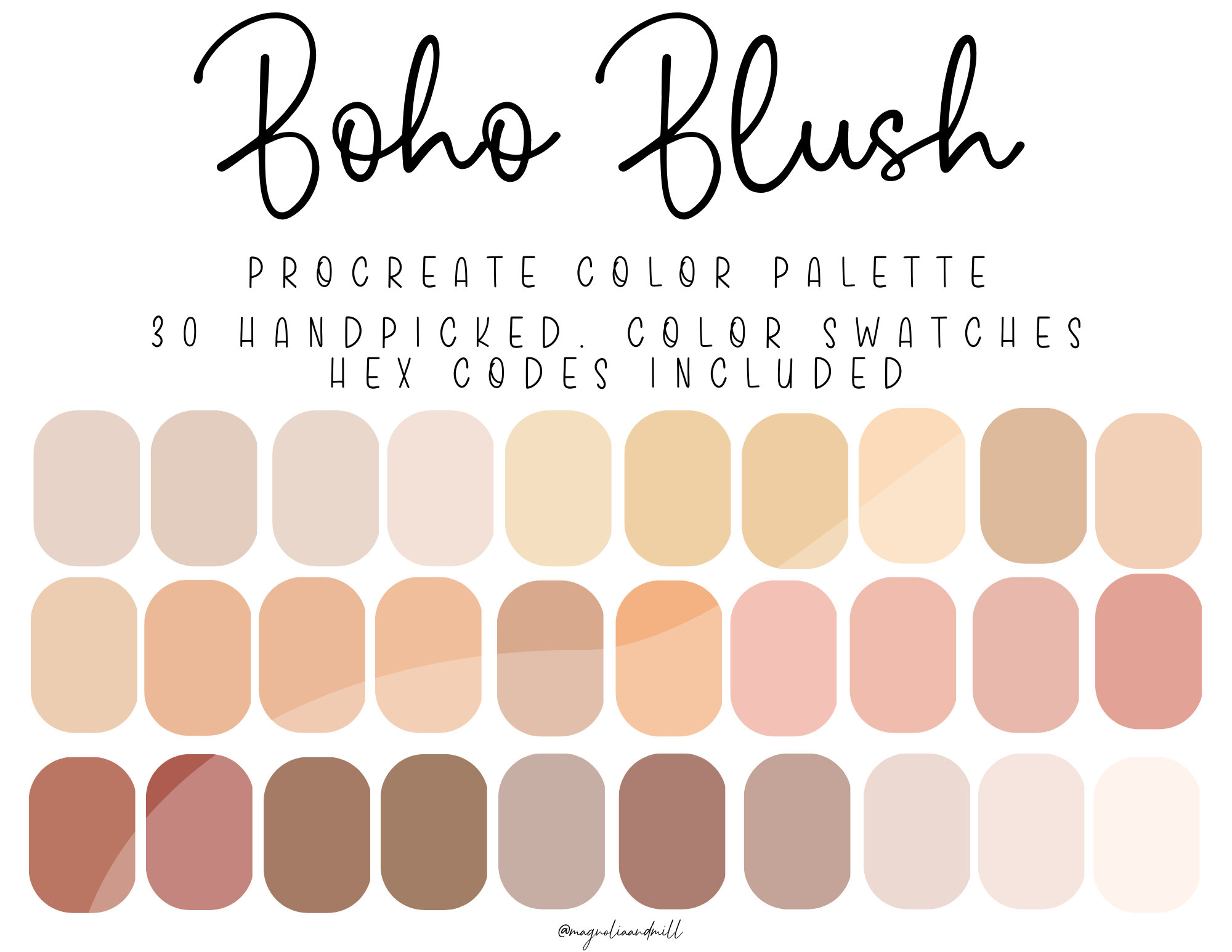 Boho Blush Procreate Color Palette Cream and Blush Palette Digital Makeup Palette Neutral Colors ...