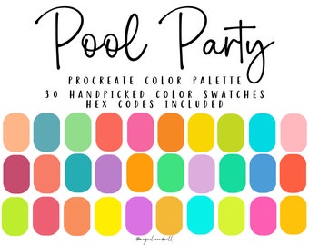 Pool Party Procreate Color Palette | 30 Handpicked Swatches | Summer ...