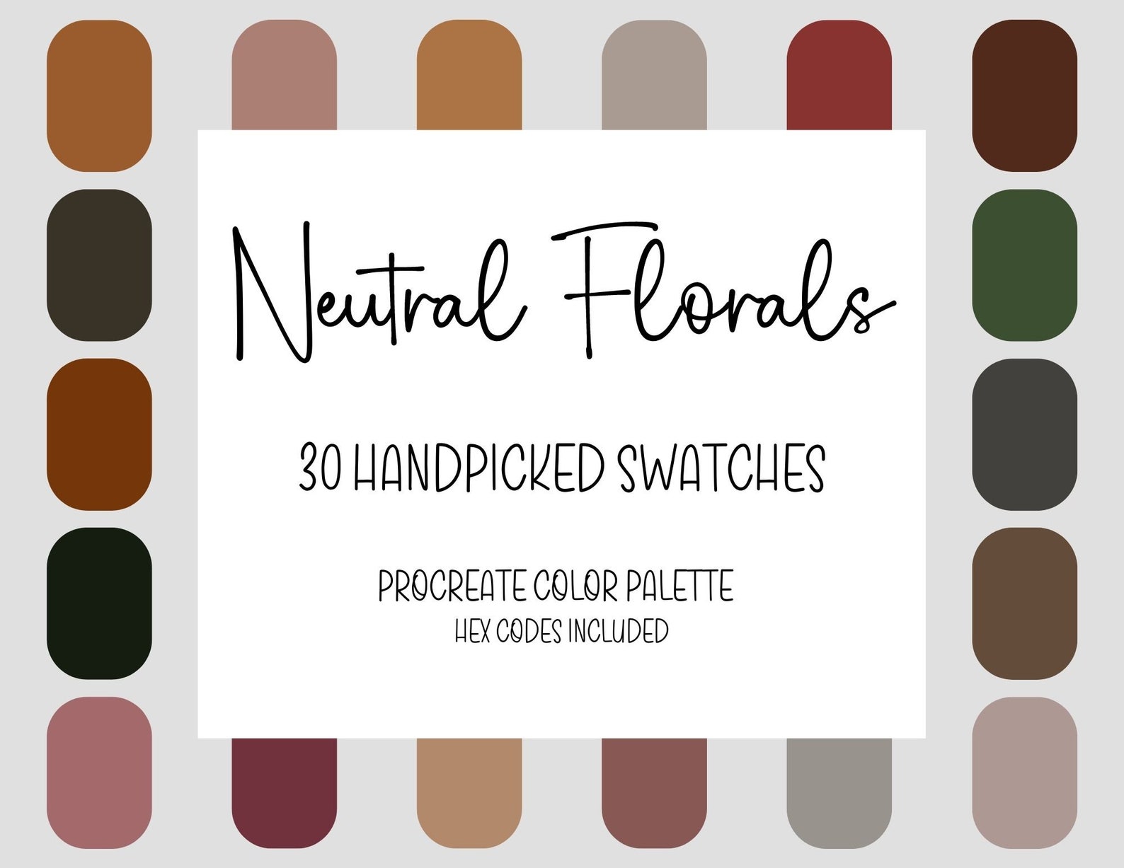 Neutral Florals Procreate Color Palette 30 Color Swatches - Etsy