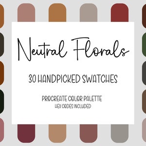Neutral Florals Procreate Color Palette 30 Color Swatches - Etsy