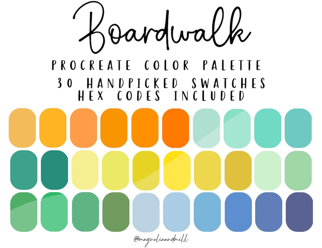 Boardwalk Procreate Color Palette | Beach Color Palette | Color ...