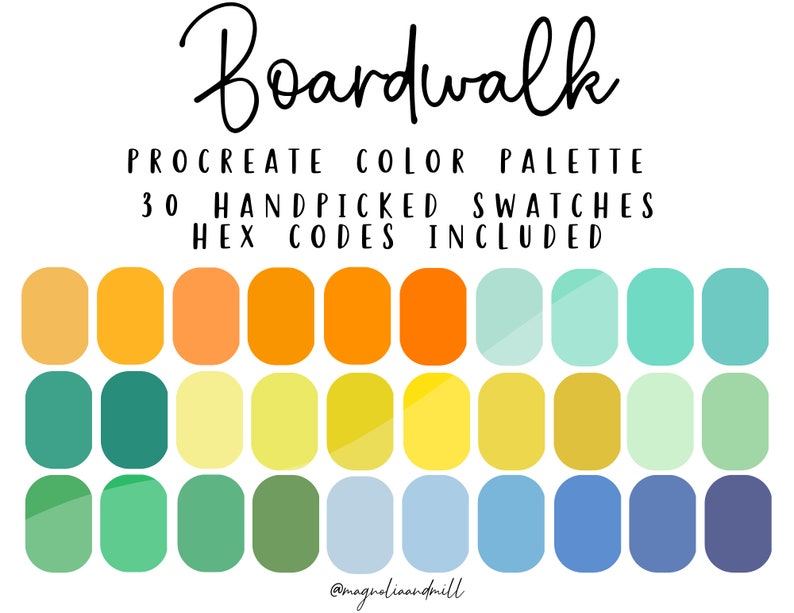 Boardwalk Procreate Color Palette Beach Color Palette - Etsy