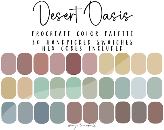 Desert Oasis Procreate Color Palette | 30 Color Swatches | Dark Boho ...