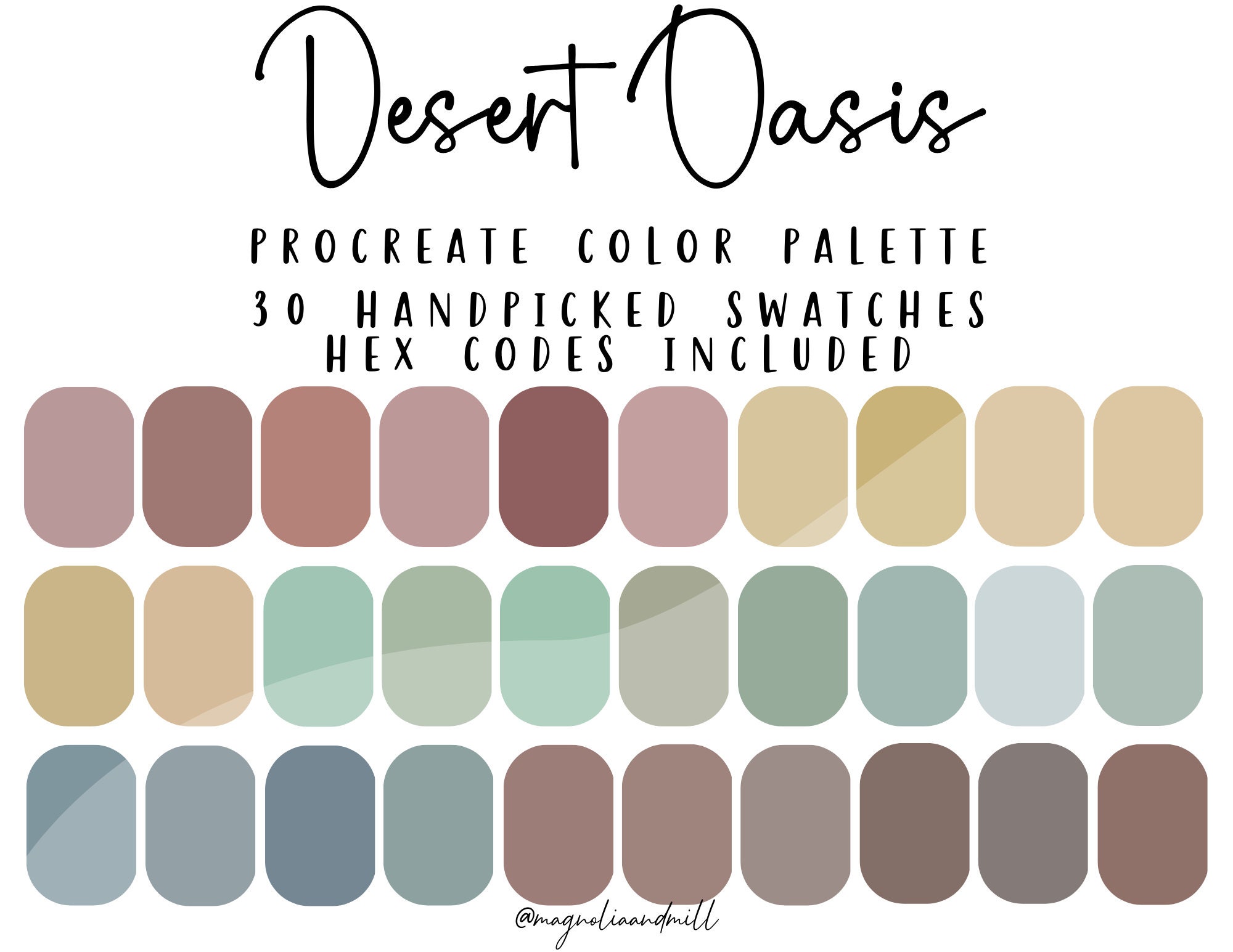 Desert Oasis Procreate Color Palette | 30 Color Swatches | Dark Boho ...