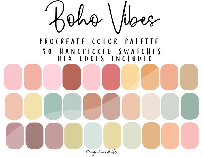 Boho Vibes Procreate Color Palette: 30 Swatches (digital Download) - Etsy