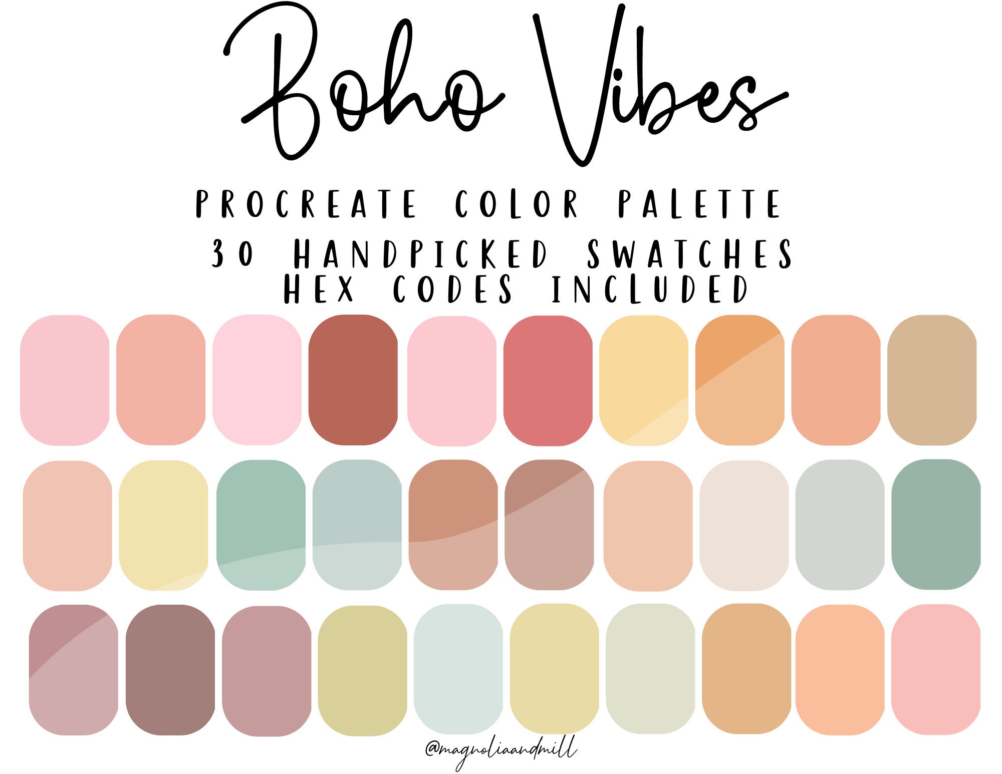 Boho Vibes Procreate Color Palette: 30 Swatches (digital Download) - Etsy