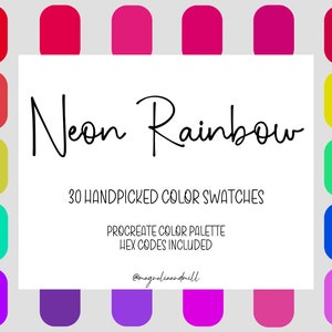 Neon Rainbow Procreate Color Palette 30 Color Swatches - Etsy
