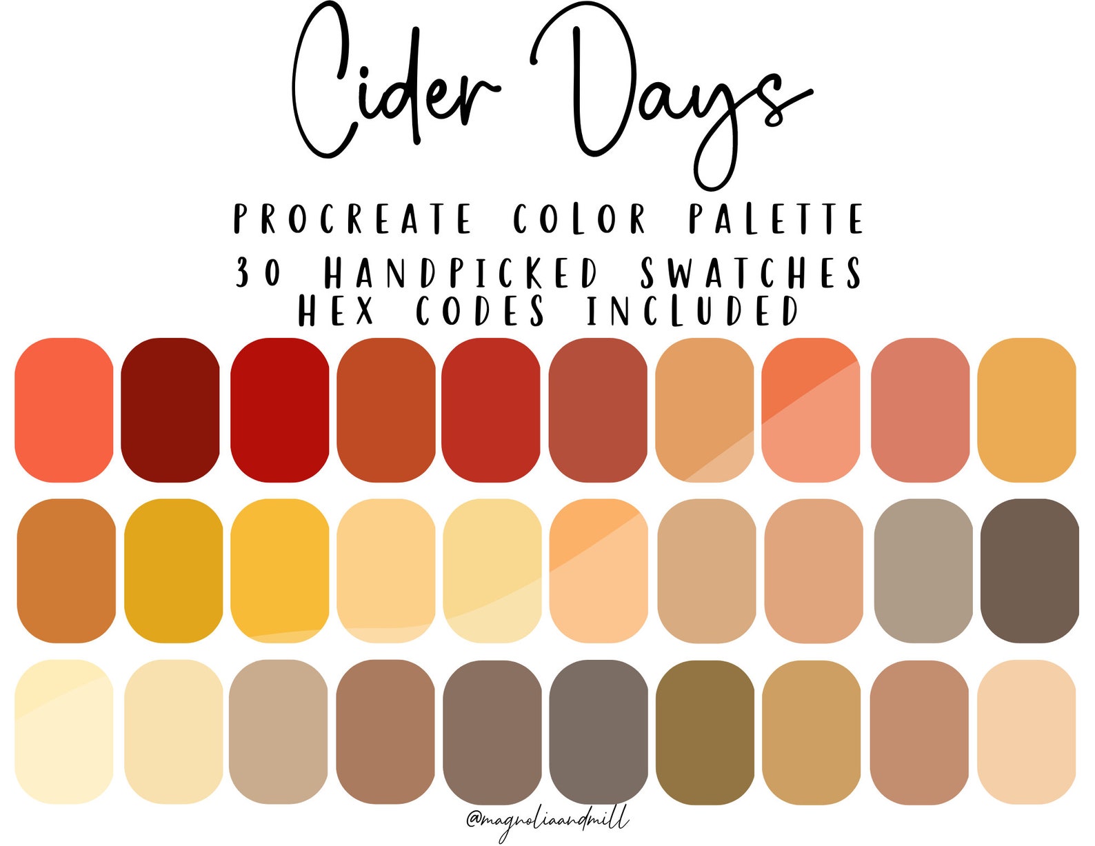 Cider Days Procreate Color Palette 30 Color Swatches Fall - Etsy