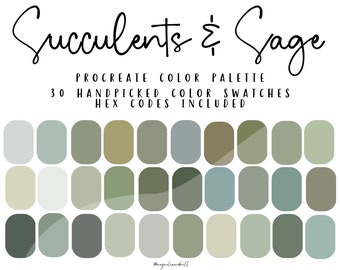 Succulents & Sage Procreate Color Palette | Green Color Palette ...