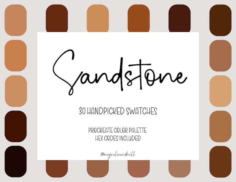 Sandstone Procreate Color Palette 30 Color Swatches Earth - Etsy