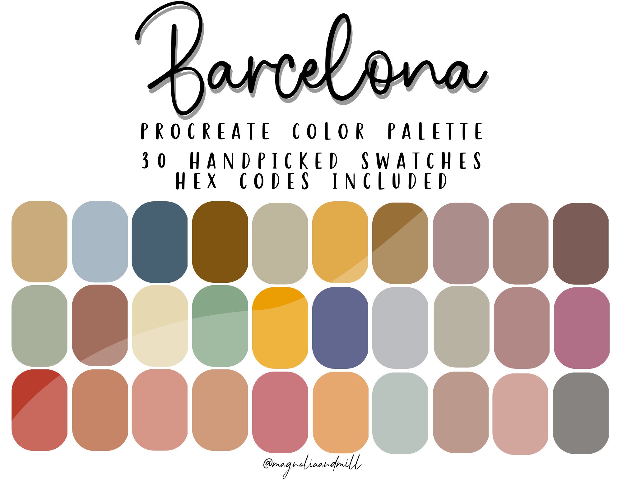 Barcelona Procreate Palette | Urban Art Color Palette | Lanscape Color ...