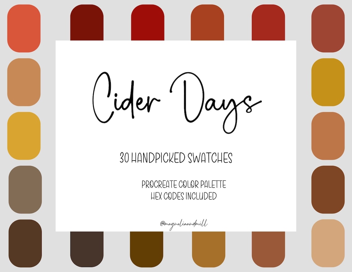 Cider Days Procreate Color Palette 30 Color Swatches Fall - Etsy