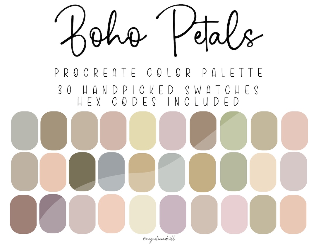 Boho Petals Procreate Color Palette | Neutral Palette | Floral Palette ...