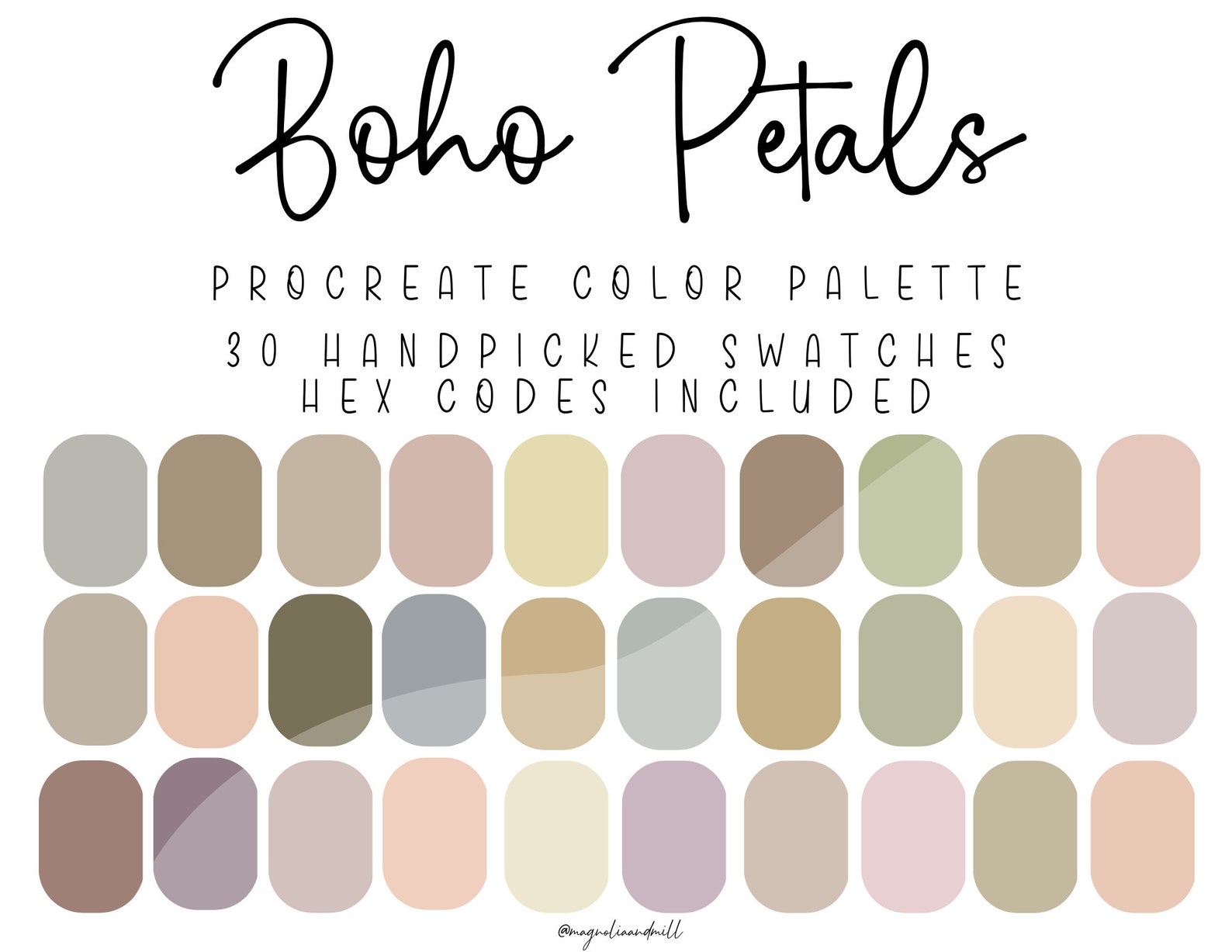 Boho Petals Procreate Color Palette | Neutral Palette | Floral Palette ...