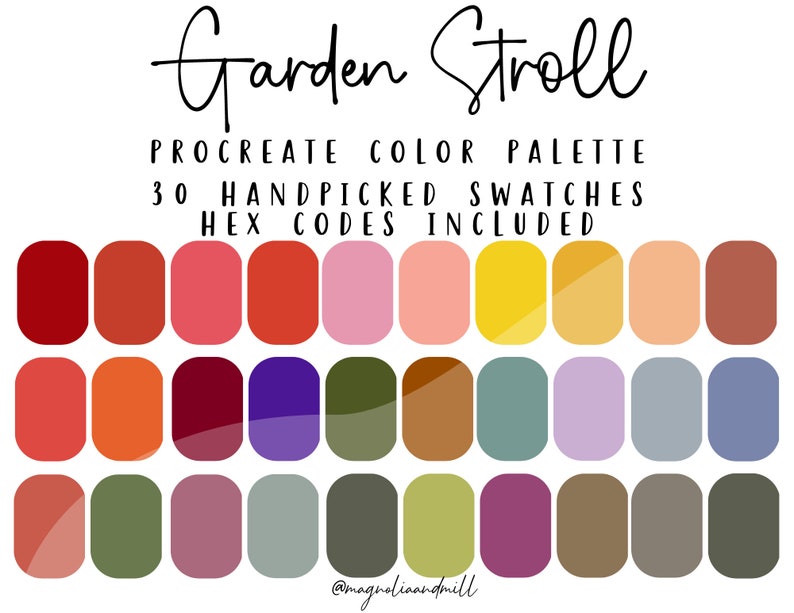 Garden Stroll Procreate Color Palette 30 Color Swatches - Etsy