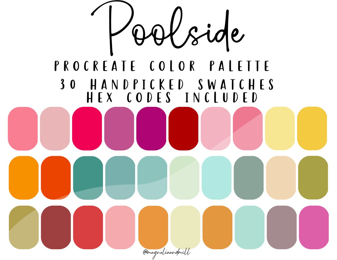 Poolside Procreate Color Palette: 30 Summer Swatches (digital Download ...