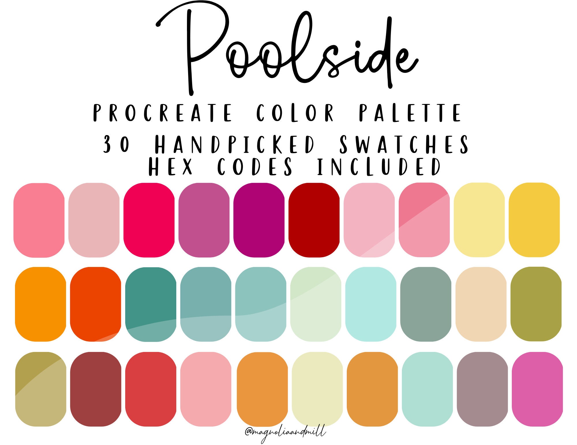 Poolside Procreate Color Palette: 30 Summer Swatches (digital Download ...