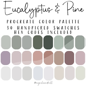 Eucalyptus & Pine Procreate Color Palette | Digital Color Palette ...
