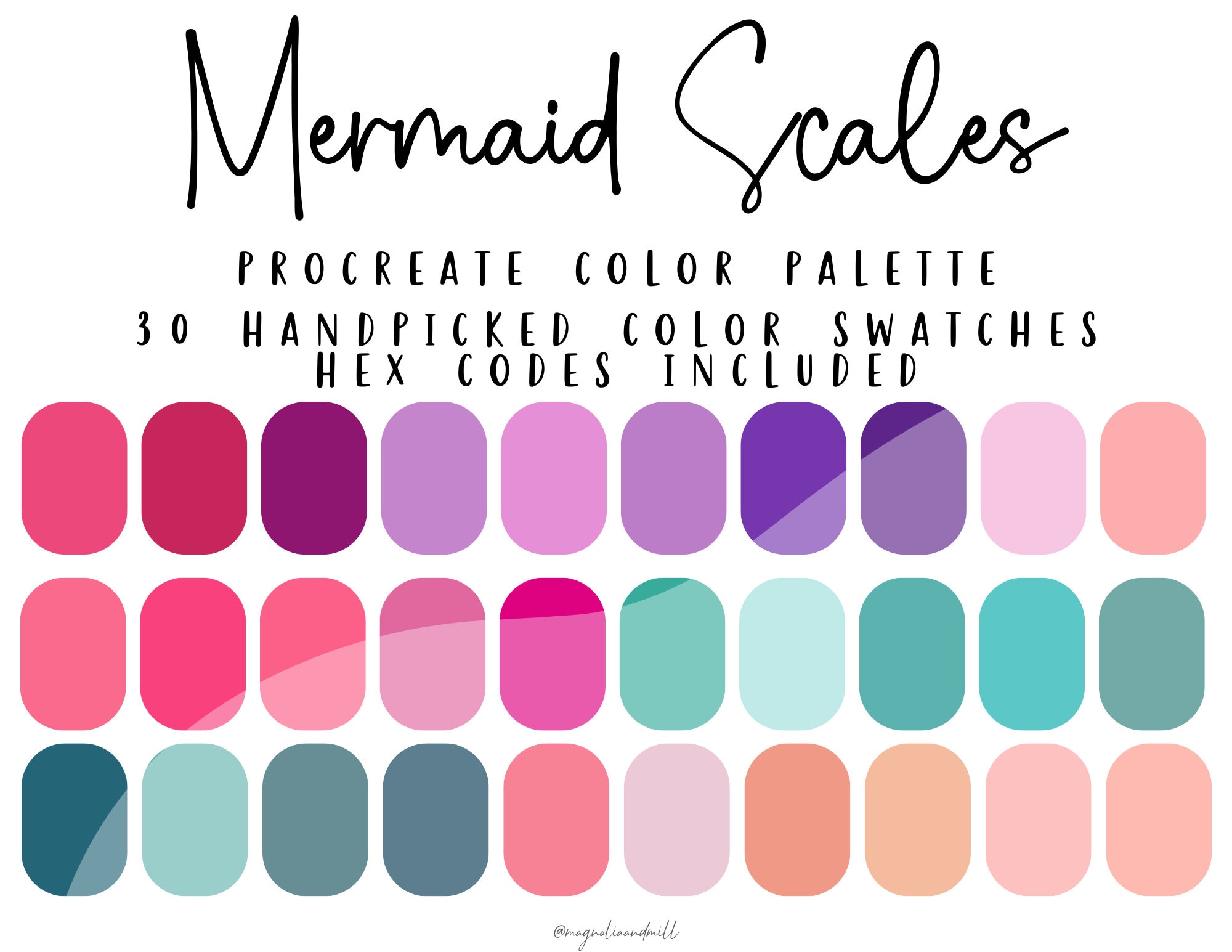 Mermaid Scales Procreate Color Palette | HEX Codes Included | 30 ...