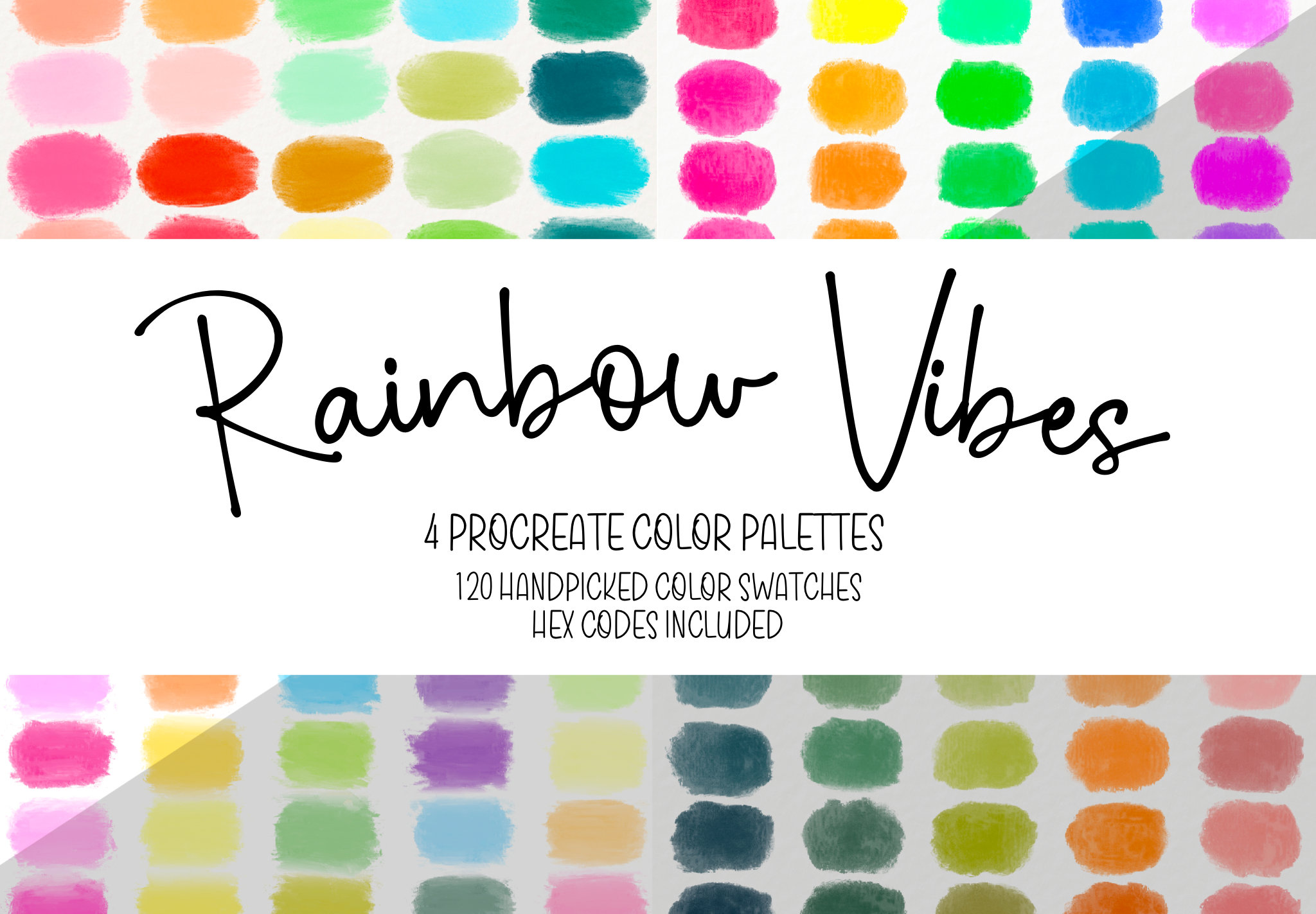 Rainbow Vibes Procreate Color Palette Bundle | 4 Color Palettes | 120 ...