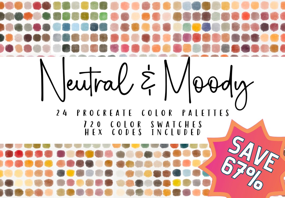 Neutral & Moody Procreate Color Palette Bundle: 720 Swatches (digital ...