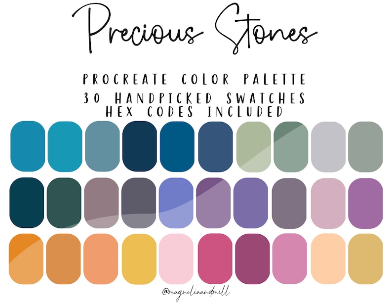 Precious Stones Procreate Color Palette | 30 Color Swatches | Jewel ...