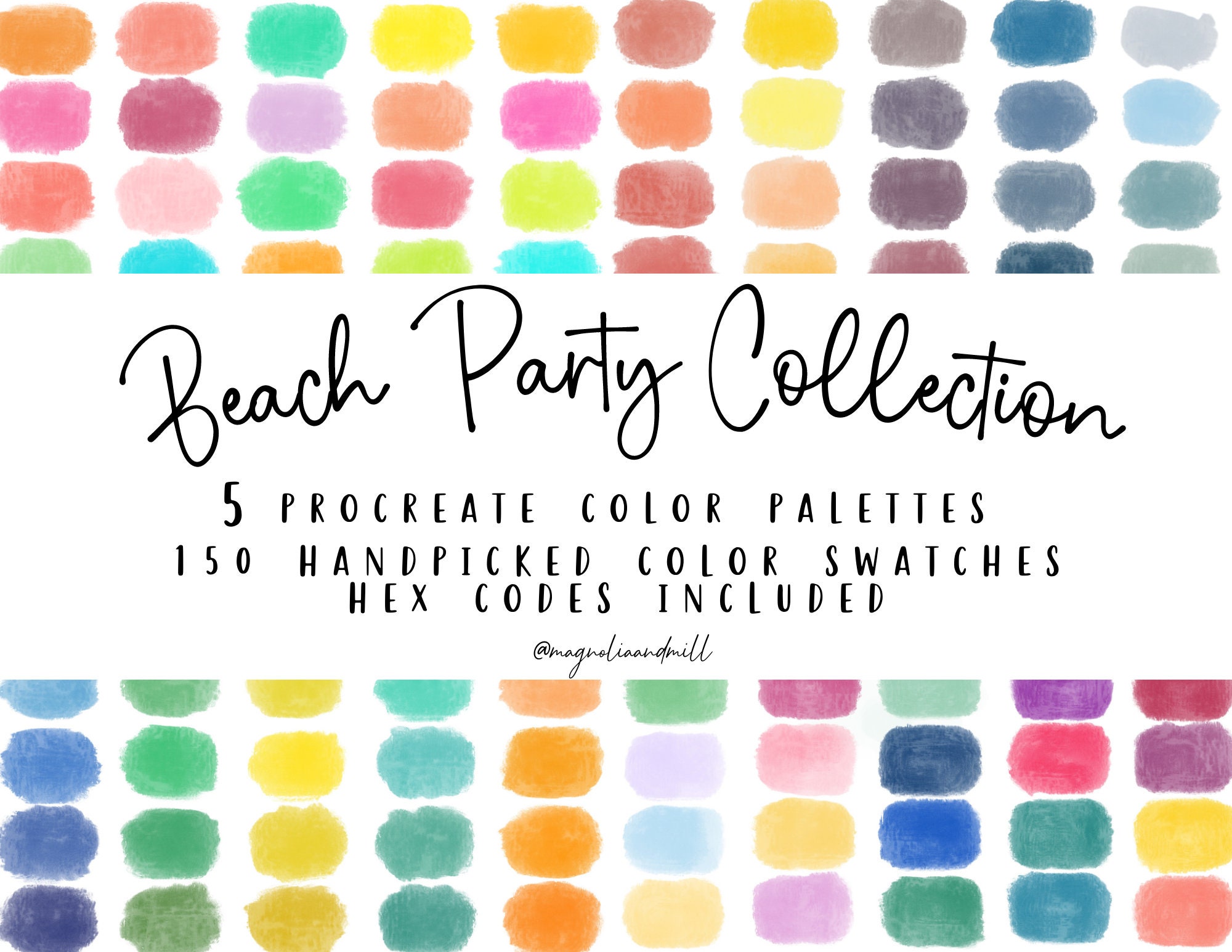 The Beach Party Collection | Procreate Palette Bundle | Rainbow ...