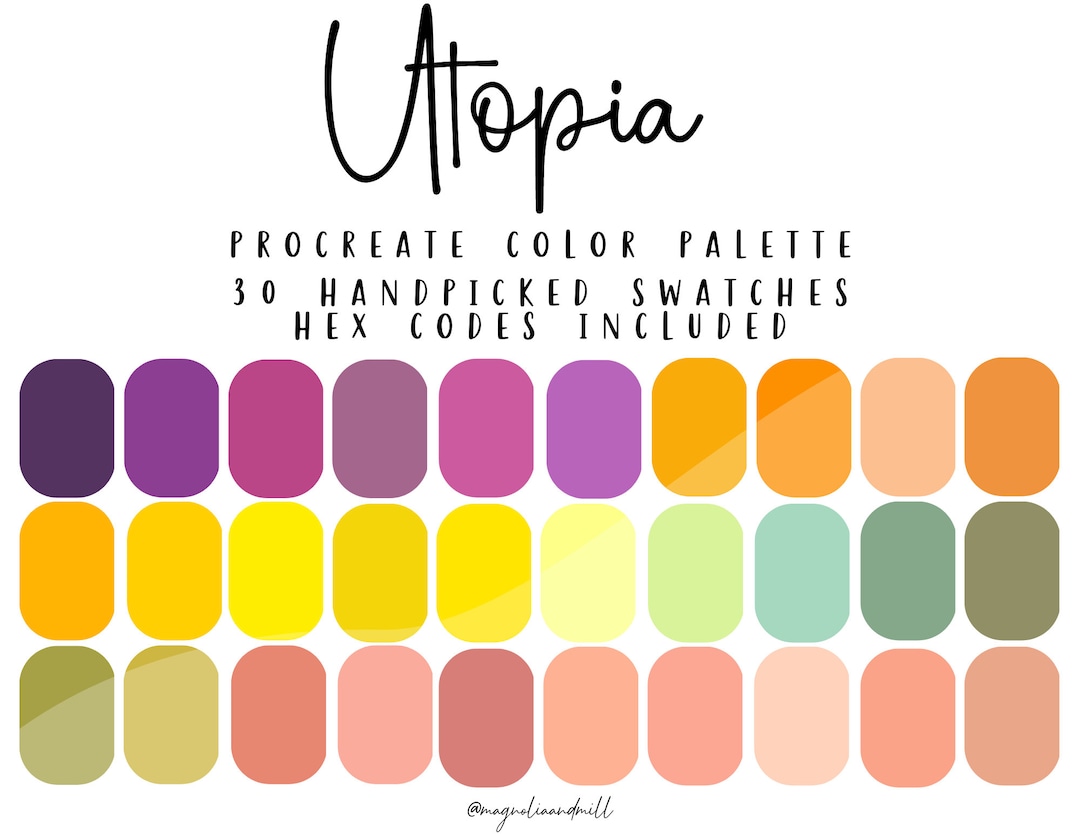 Utopia Procreate Color Palette HEX Codes Fantasy Color - Etsy