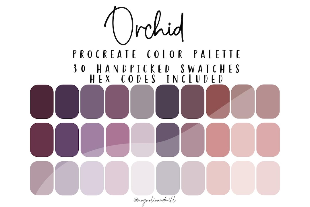 Orchid Color Palette: 30 Swatches With HEX Codes (digital Download) - Etsy