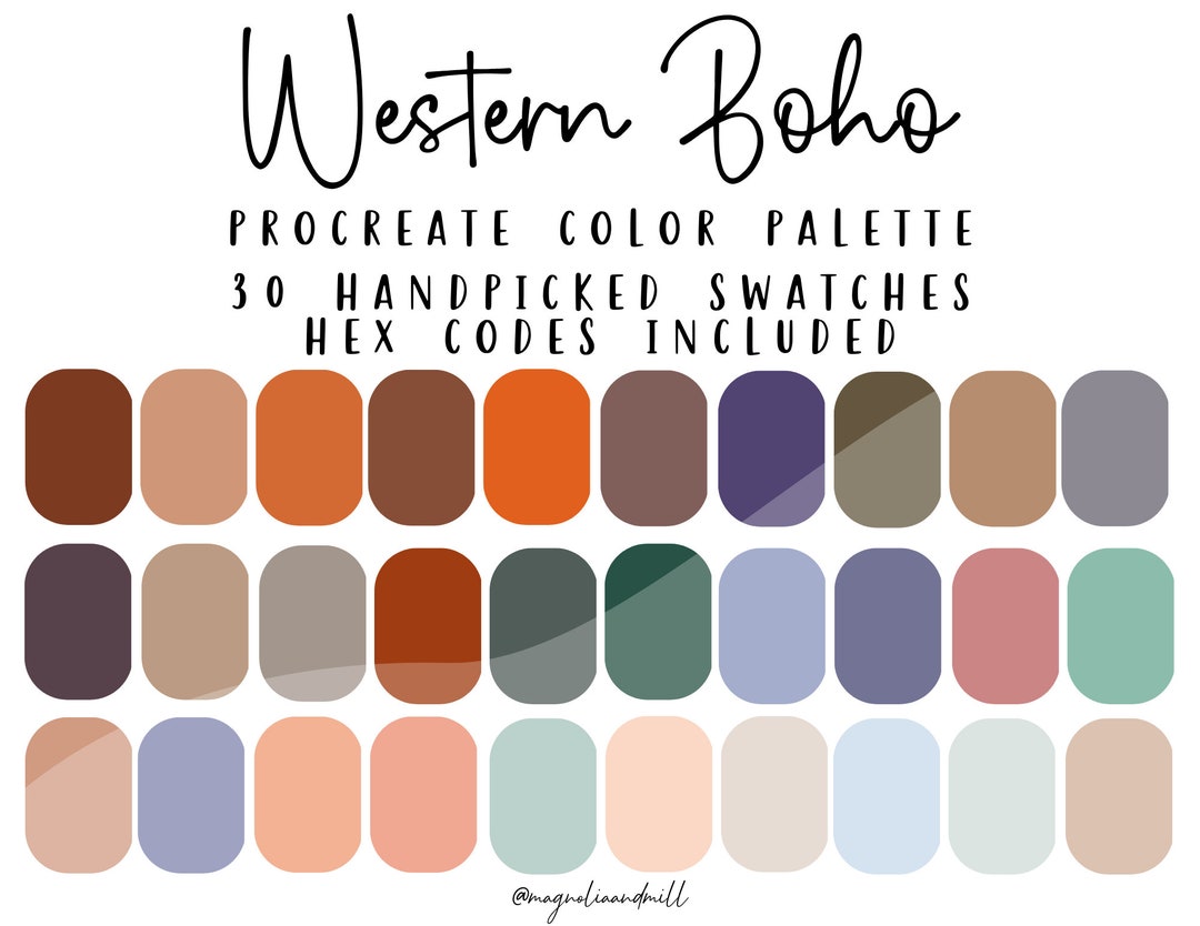 Western Boho Color Palette: 30 Swatches With HEX Codes (digital ...