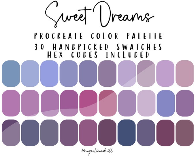 Sweet Dreams Color Palette | 30 Color Swatches | Shades of Purple ...