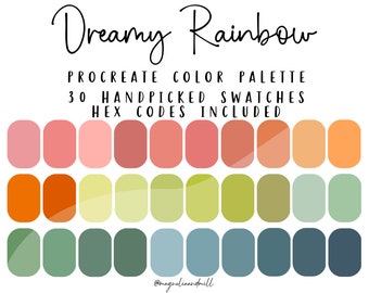 Dreamy Rainbow Procreate Color Palette | 30 Color Swatches | Rainbow ...