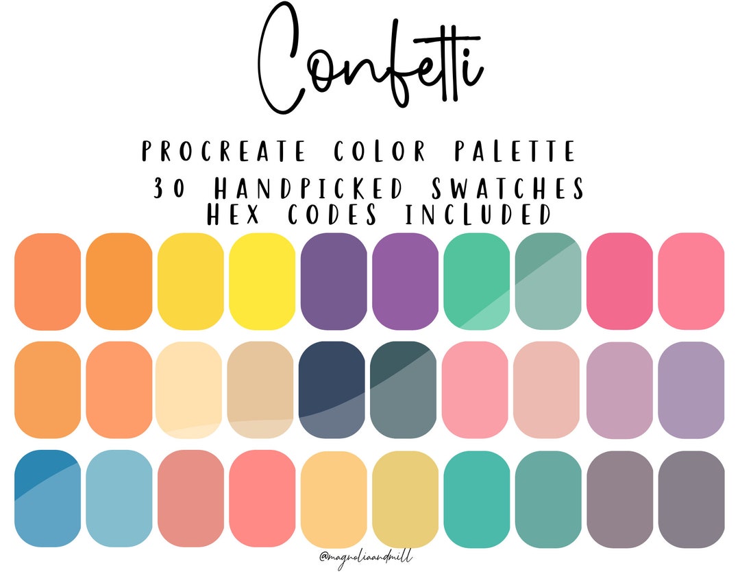 Confetti Procreate Color Palette 30 Color Swatches Etsy