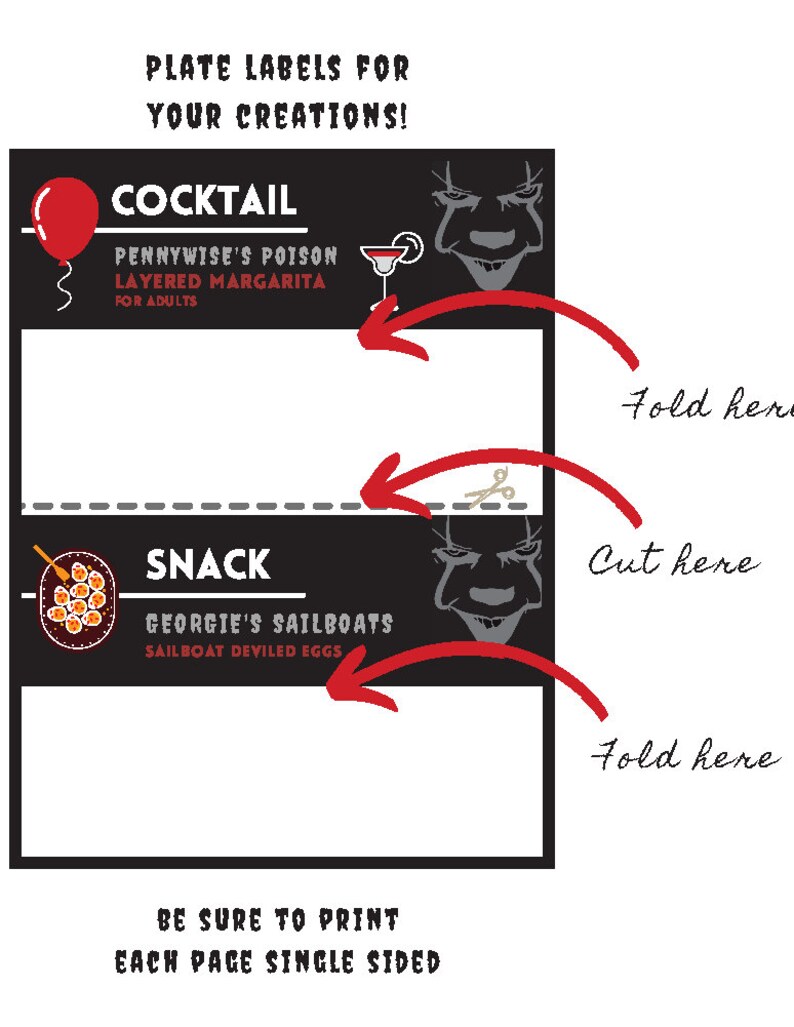 Halloween Movie Night Horror Edition Tent Cards, Printable, Table Place ...