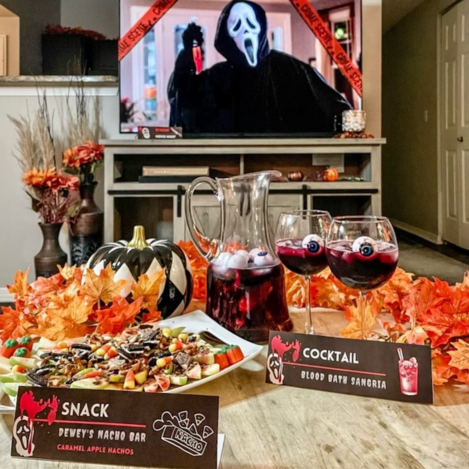 Halloween Movie Night Horror Edition Tent Cards, Printable, Table Place ...