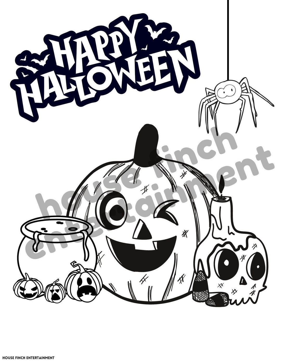 Simple Halloween Coloring Page, Kids Digital Download, Printable PNG ...