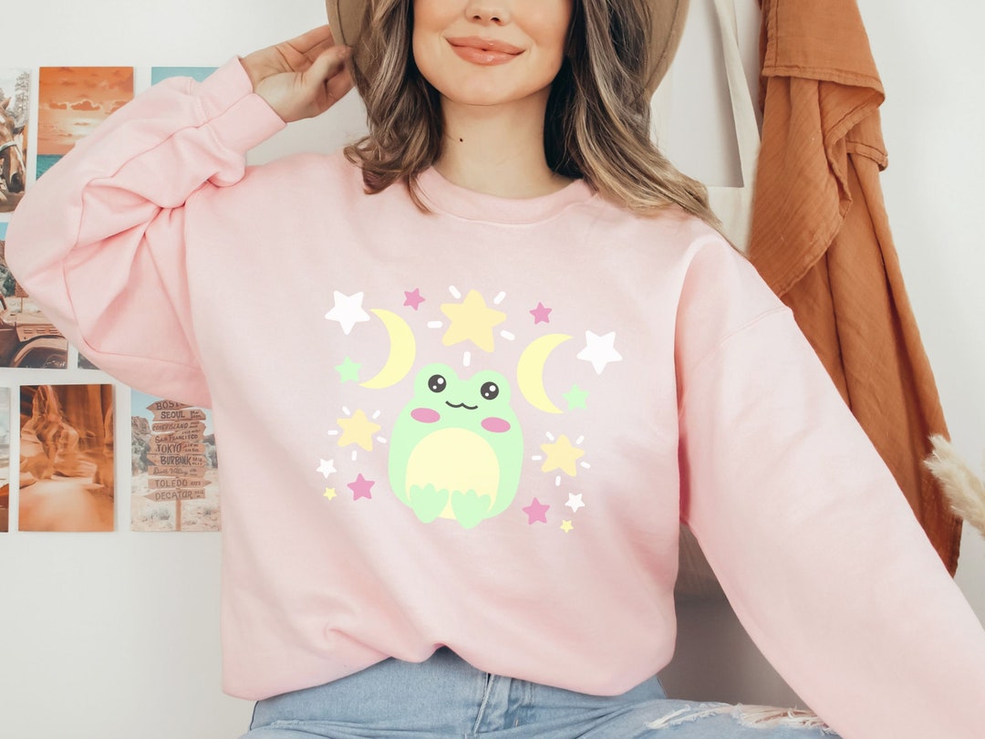 Cute Frog Kawaii Sweatshirt, Pastel Goth Sweater, Kawaii Frog Cozy ...
