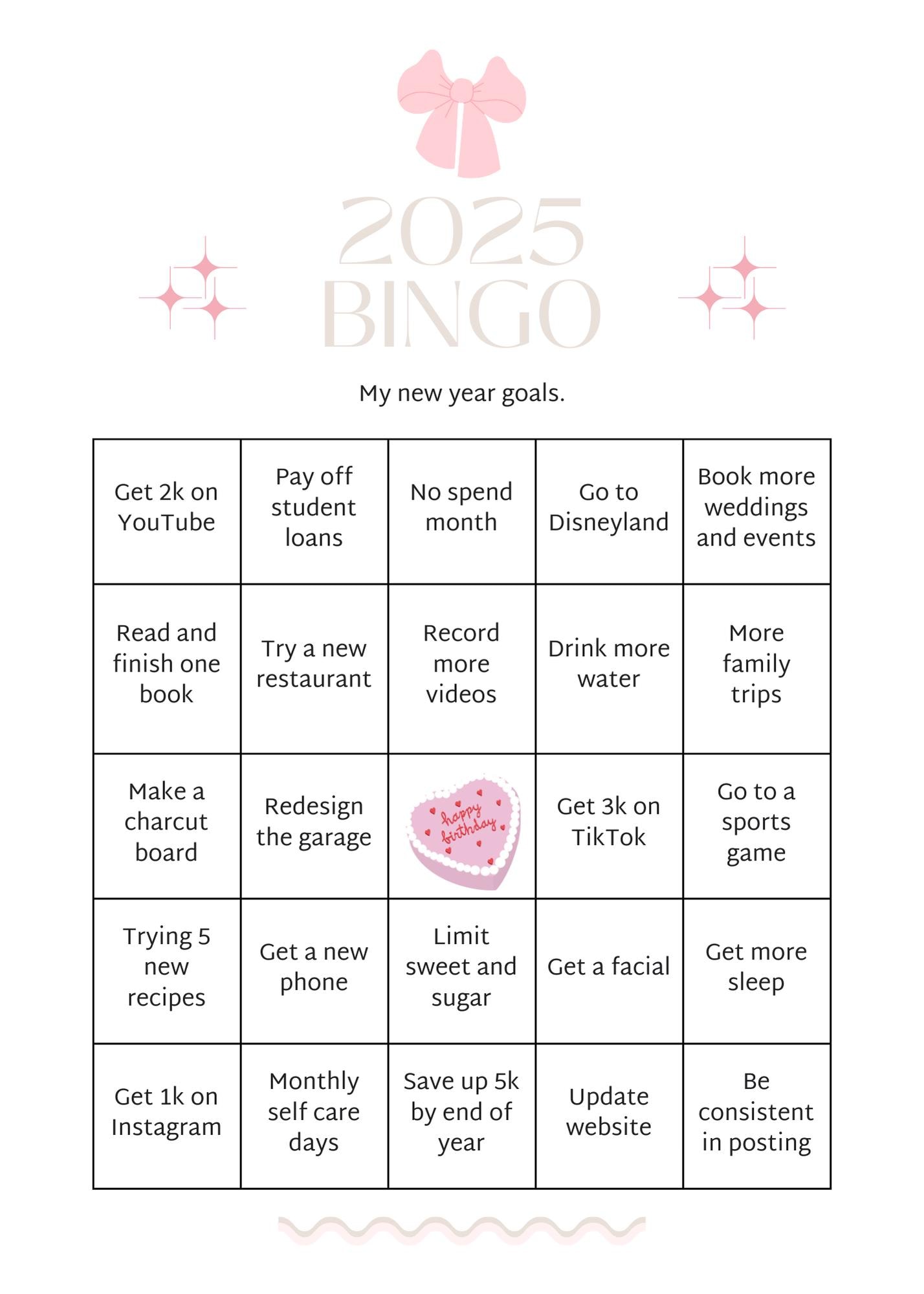 2025 VISION BOARD BINGO - Pink Aesthetics - Etsy