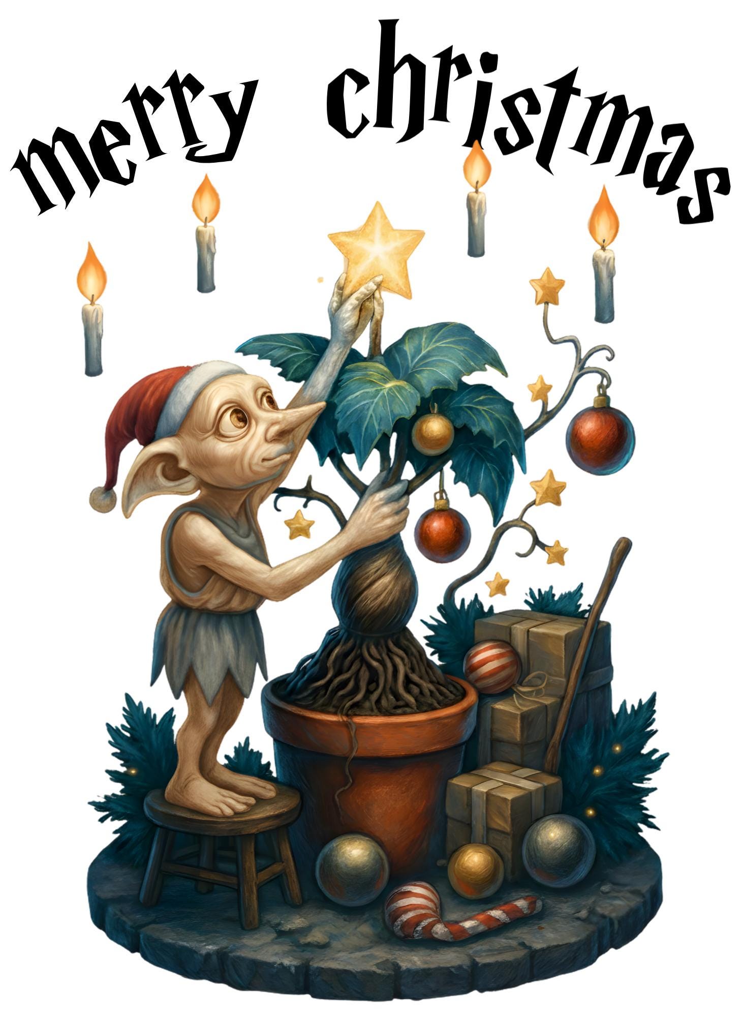 A Very Harry Christmas Dobby Style SVG & PNG - Etsy