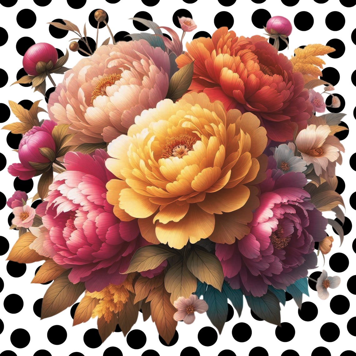 Polka Dot Floral PNG - Etsy