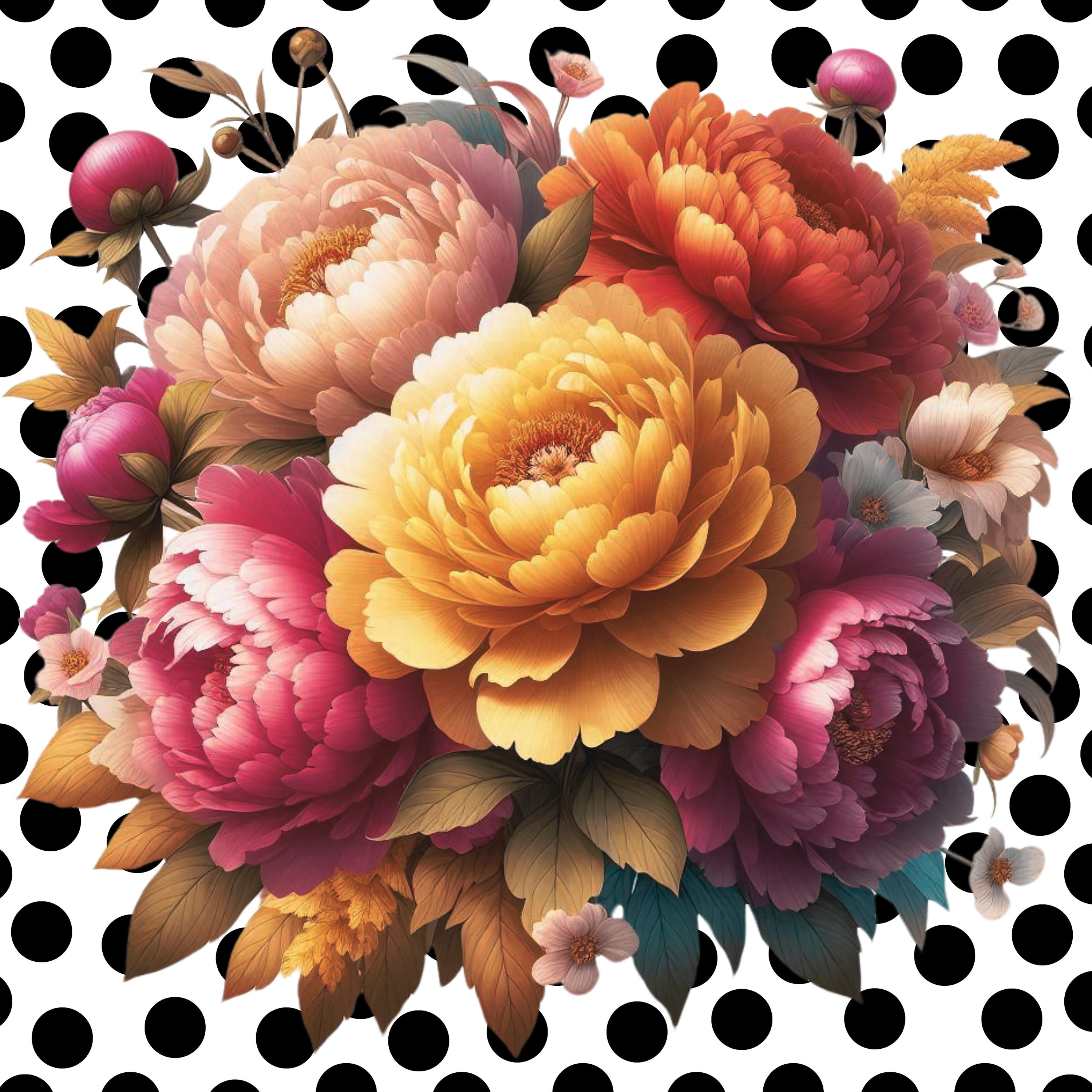 Polka Dot Floral PNG - Etsy