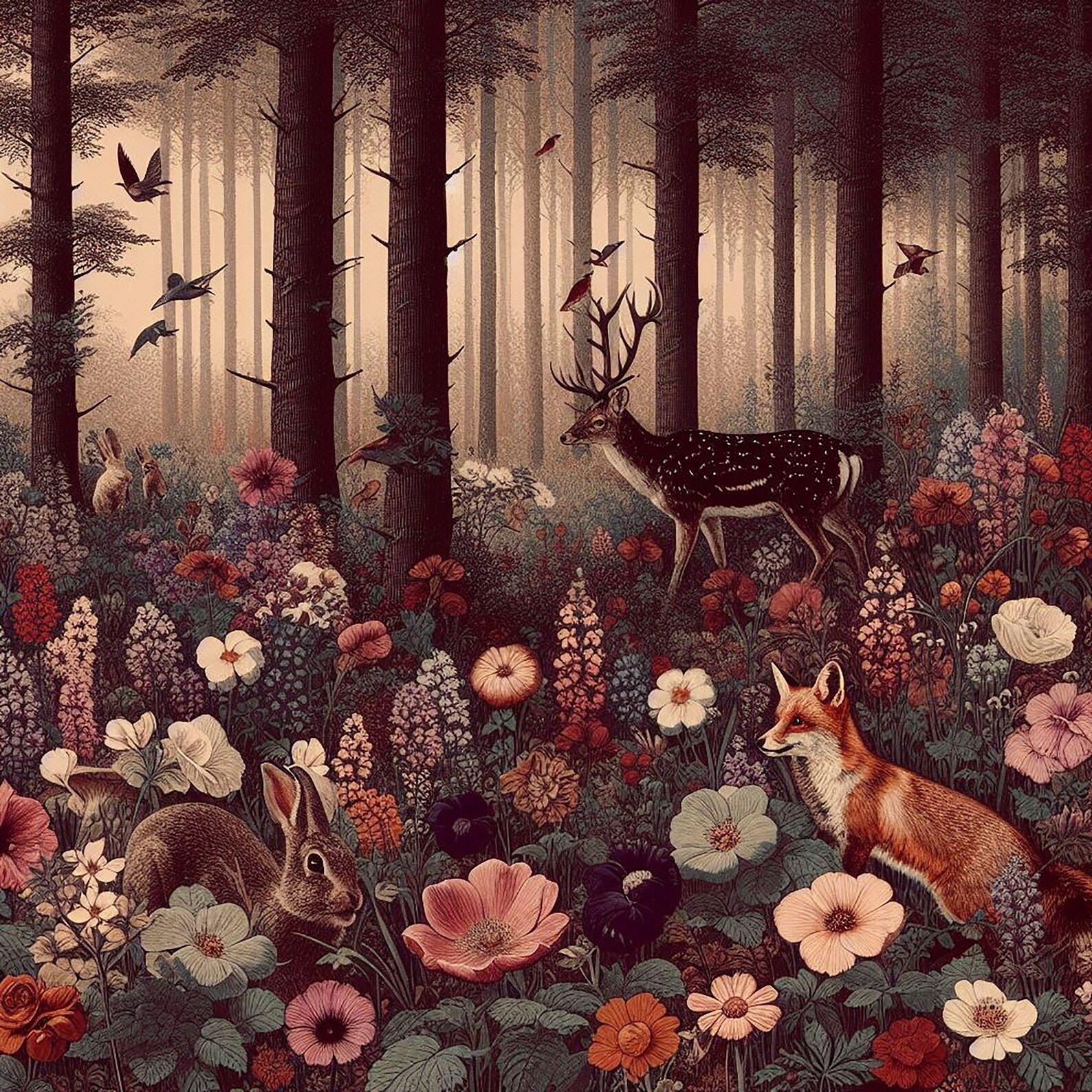 Vintage Forrest PNG - Etsy