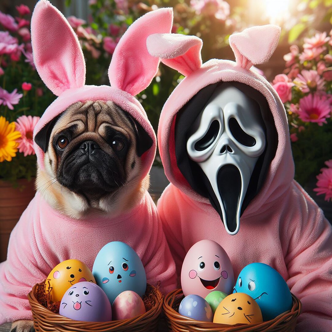 Pug and Ghostface Easter JPEG - Etsy