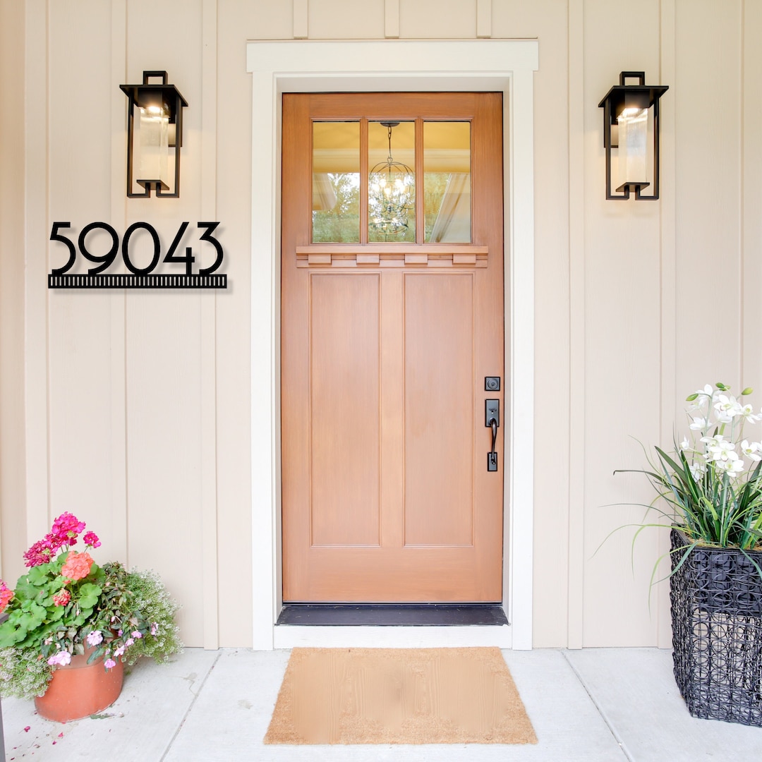 Mid Century Metal House Number Sign | Modern Address Sign | Metal House ...