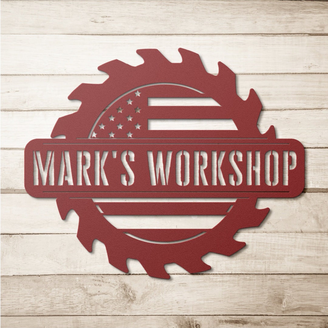 Personalized 18 Gauge Metal Workshop Sign, Man Cave Signage ...