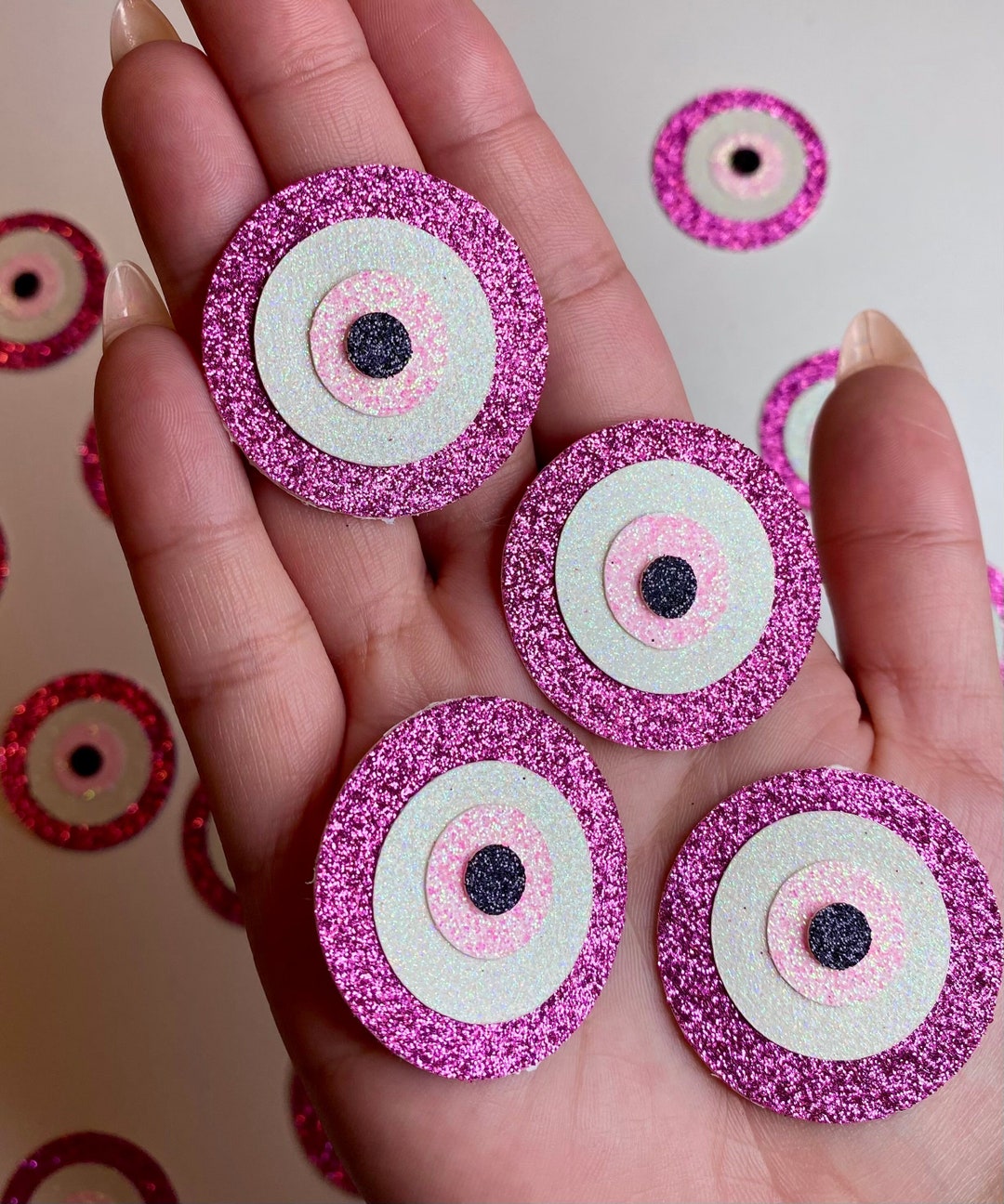 Pink Glitter Evil Eye Nazar Confettievil Eye Decornazar Decorbirthday ...