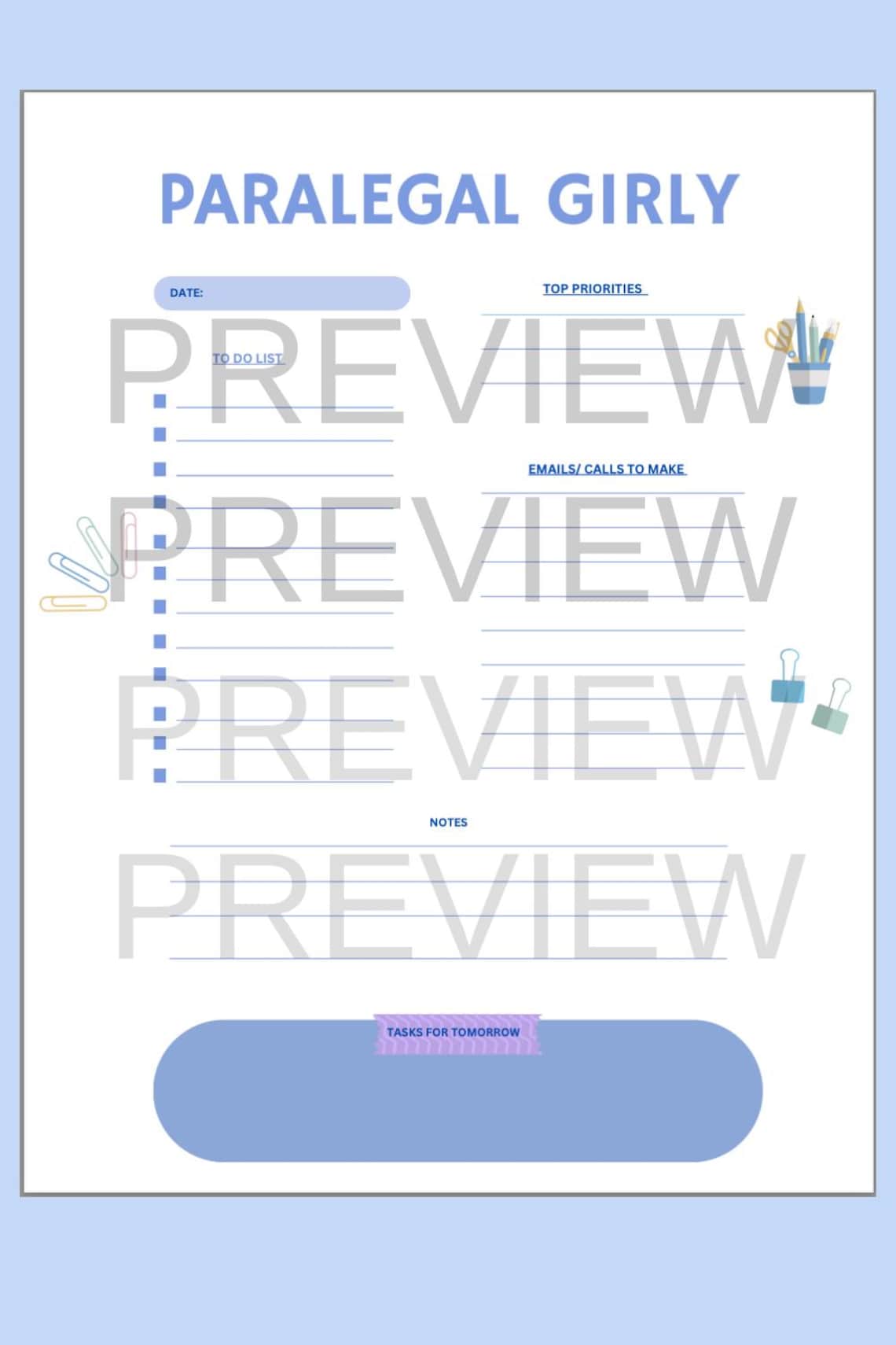 Paralegal Daily Planner Printable: Law Office To-do List (PDF Download ...
