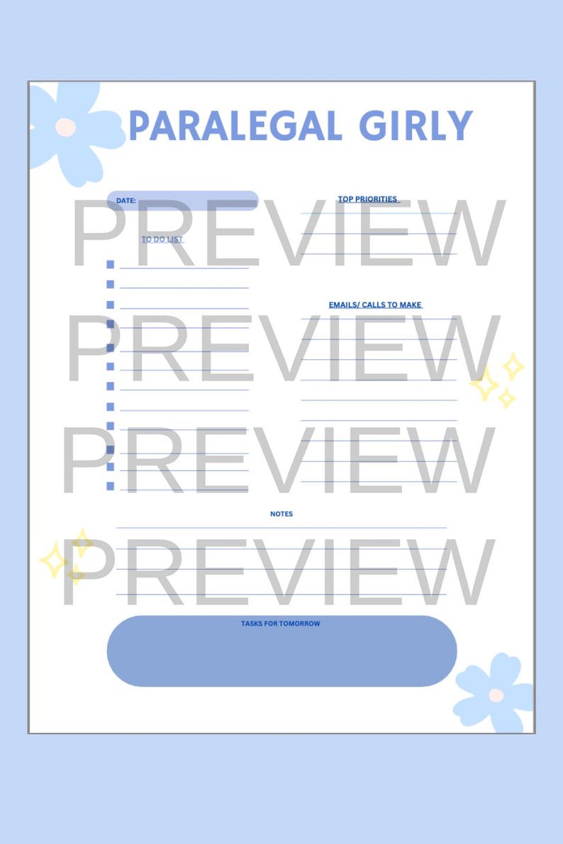 Paralegal Daily Planner Printable: Law Office To-do List (PDF Download ...